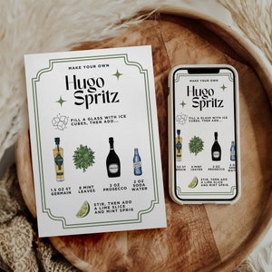 Hugo Spritz Bar Sign Template, Spritz Station DIY Cocktail Sign ...