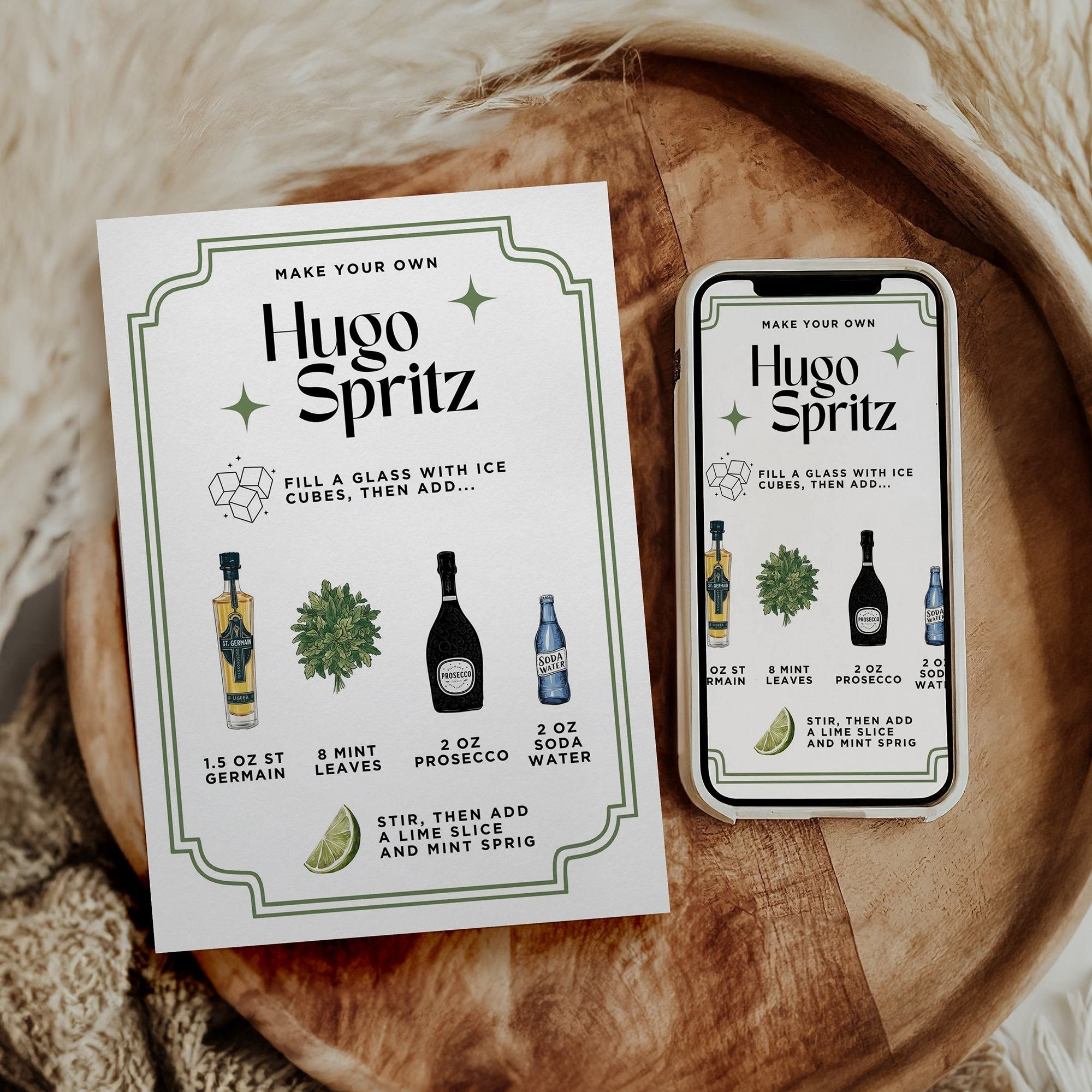 Hugo Spritz Bar Sign Template, Spritz Station DIY Cocktail Sign ...