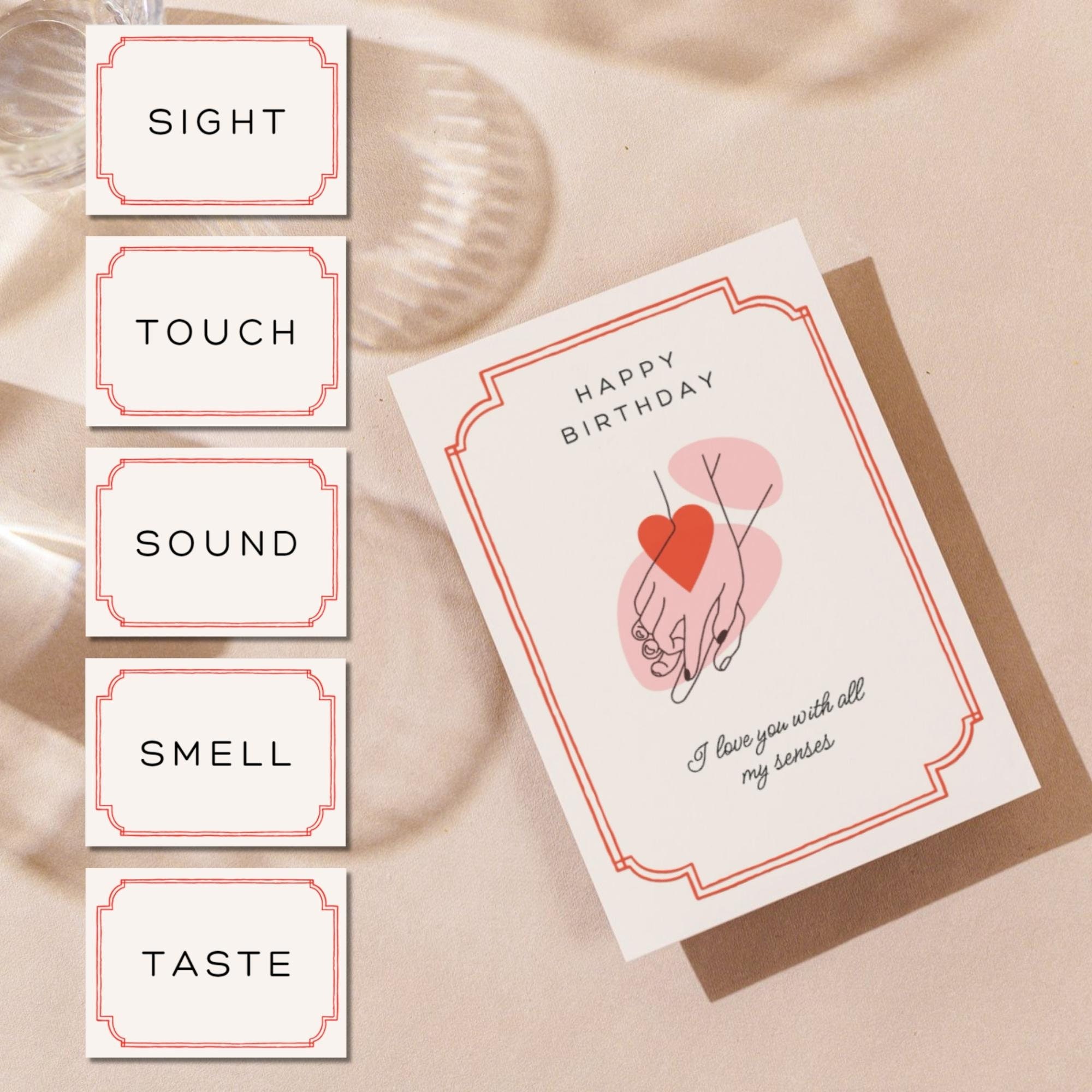 5 Senses Birthday Card for Husband Printable, I Love You With All My ...