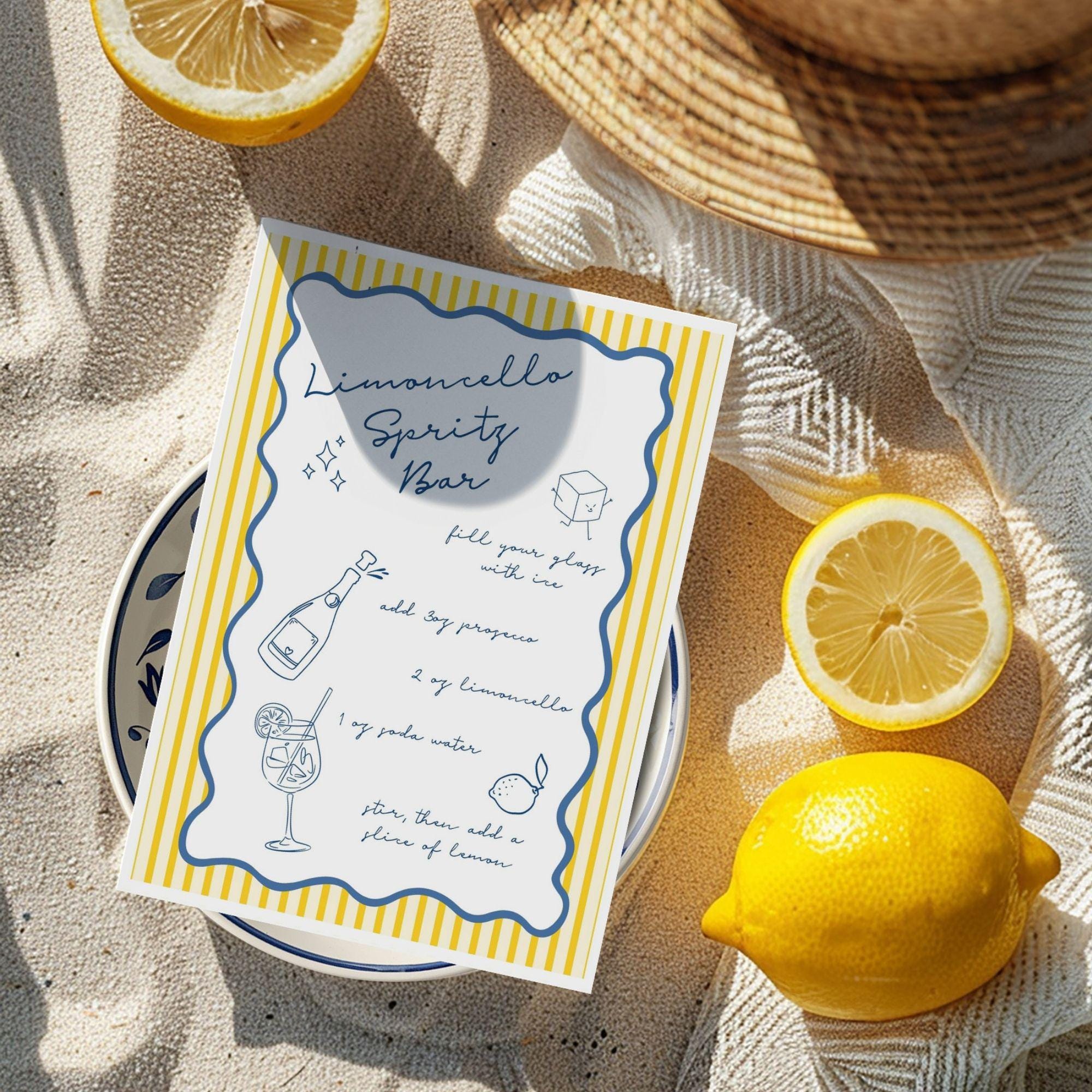 Limoncello Spritz Bar Sign Template, Editable Spritz Station Sign ...