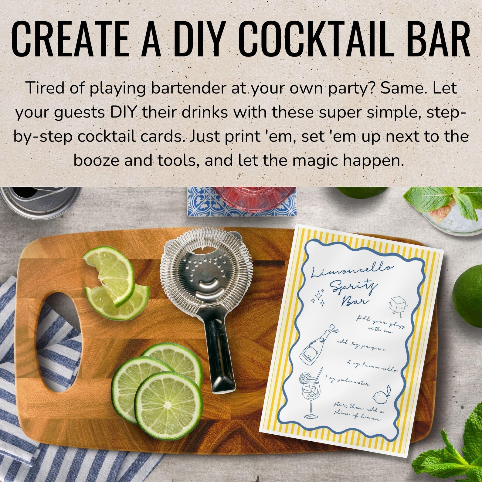 Limoncello Spritz Bar Sign Template, Editable Spritz Station Sign ...
