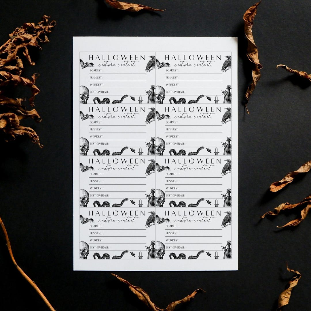 Halloween Costume Voting Card Template, Editable Best Costume Vote ...