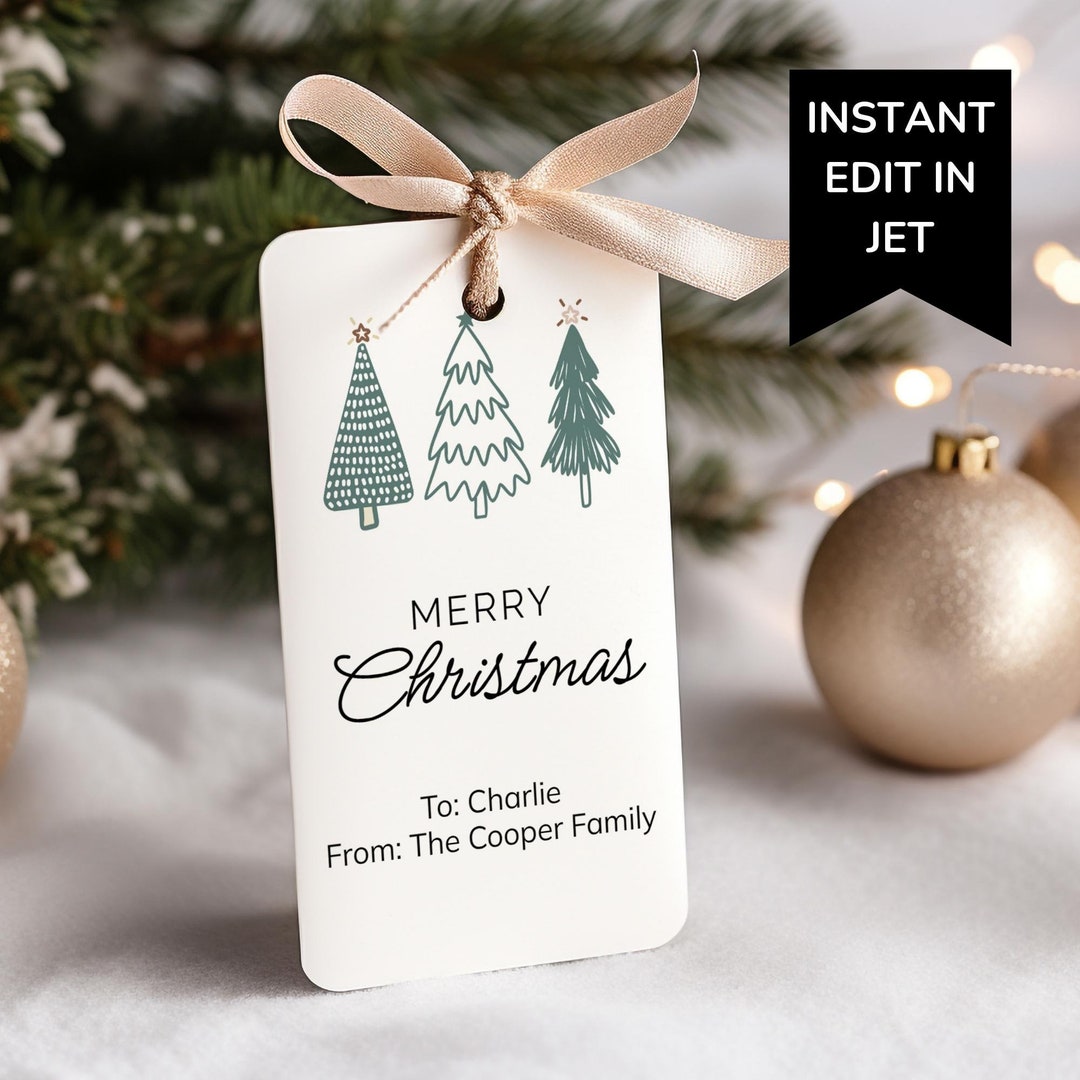 Christmas Tree Gift Tags Printable Custom Xmas Labels DIY - Etsy Canada