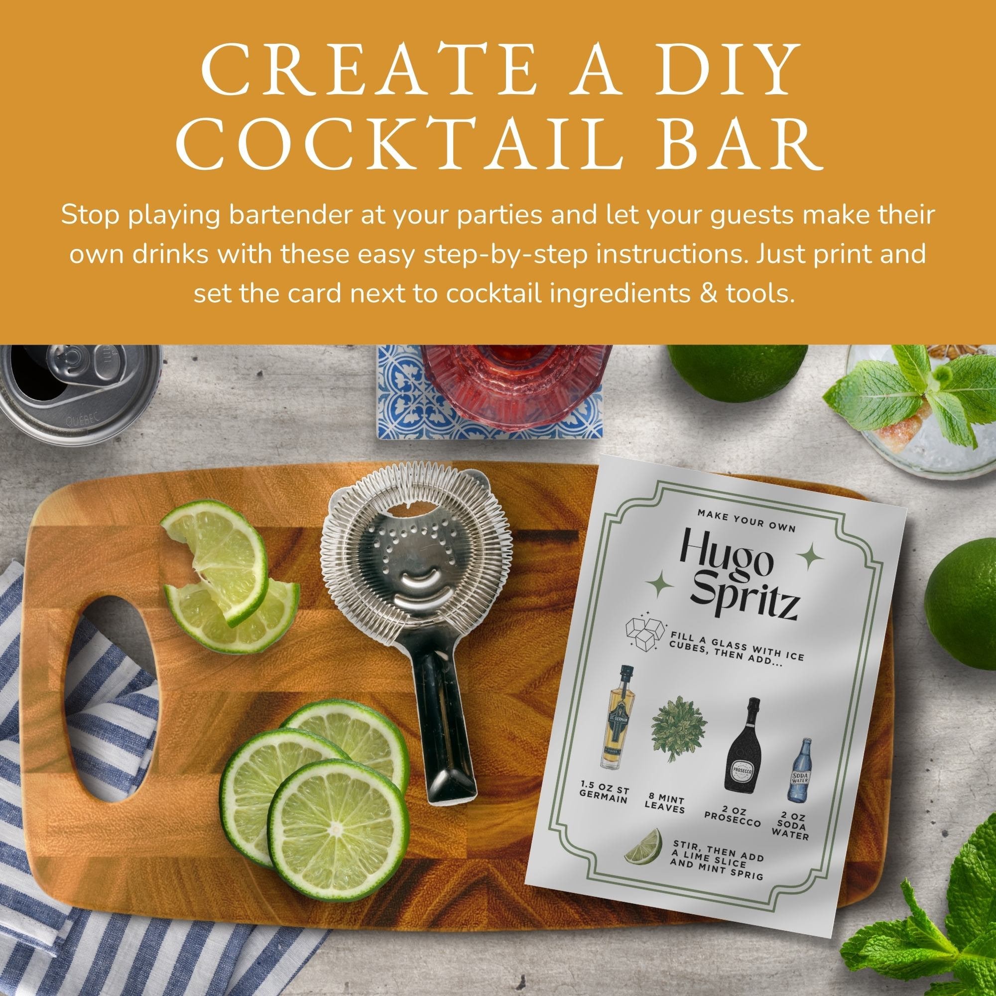Hugo Spritz Bar Sign Template, Spritz Station DIY Cocktail Sign ...