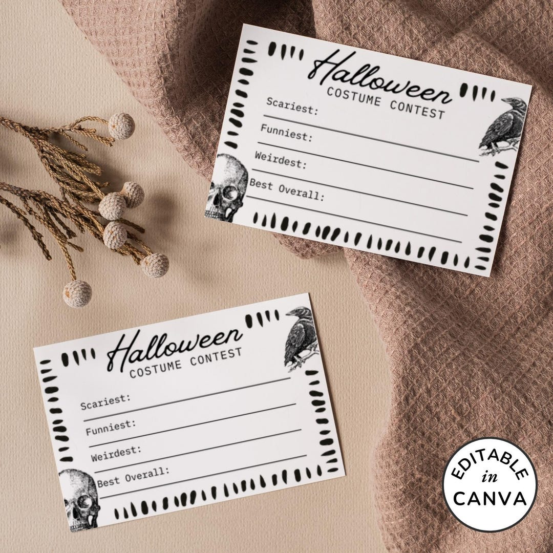 Editable Halloween Costume Contest Ballot Template, Raven Costume ...