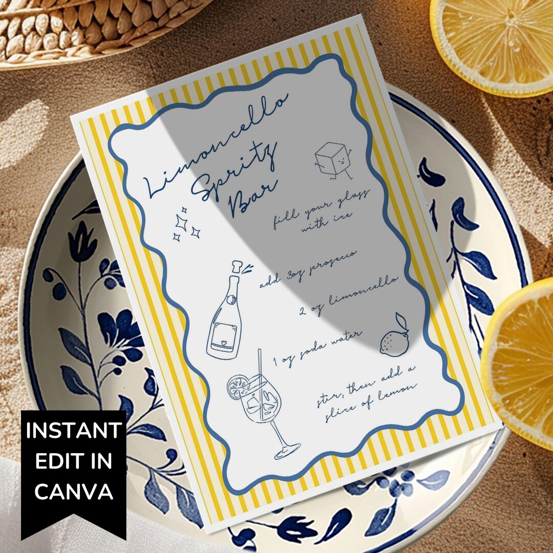 Limoncello Spritz Bar Sign Template, Editable Spritz Station Sign ...