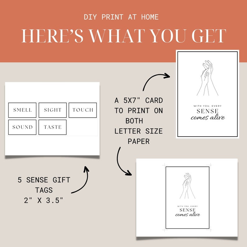 5 Senses Gift Tag Printable, Anniversary Card, Thoughtful Gifts for ...