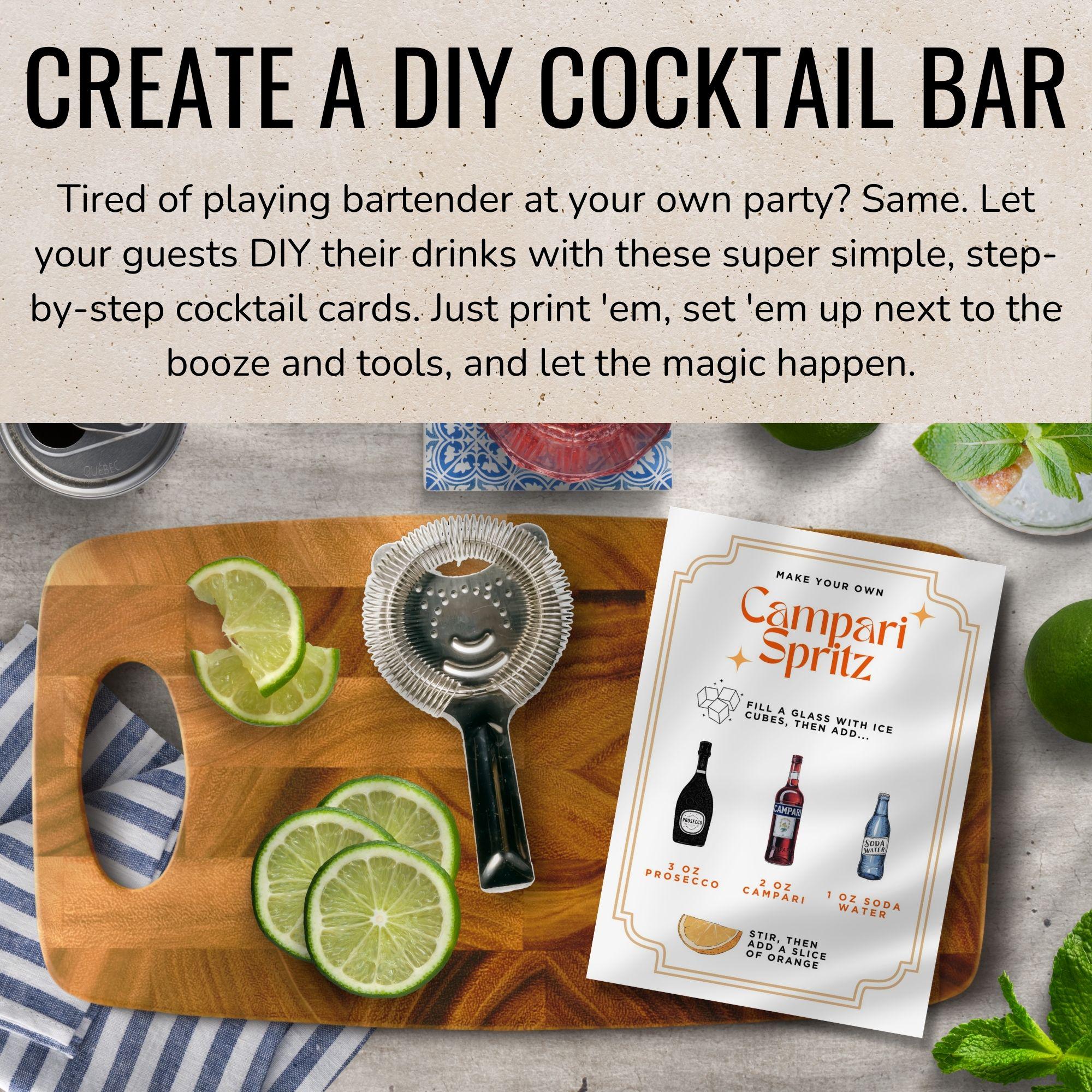 Campari Spritz Bar Sign Printable, Spritz Station Cocktail Recipe Card ...