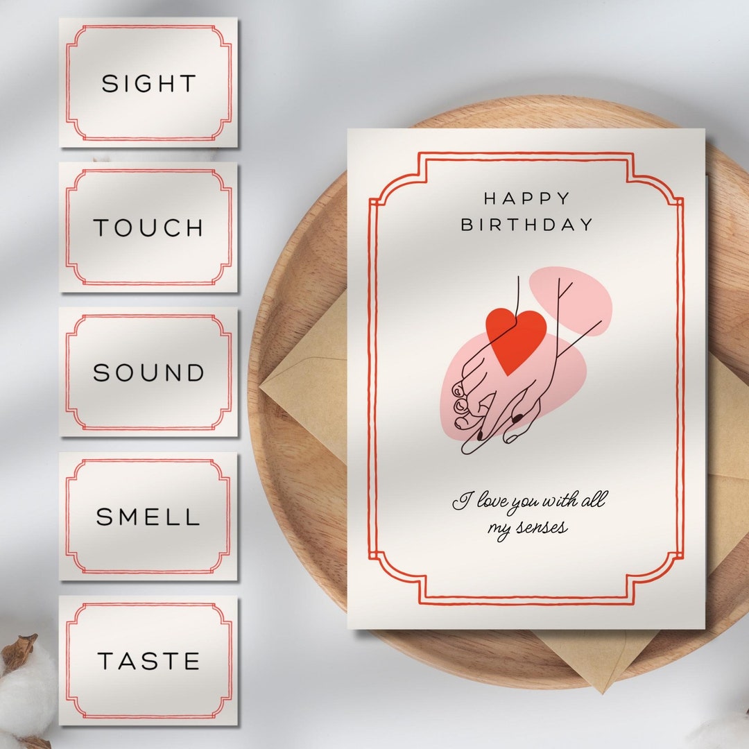 5 Senses Birthday Card for Husband Printable, I Love You With All My ...
