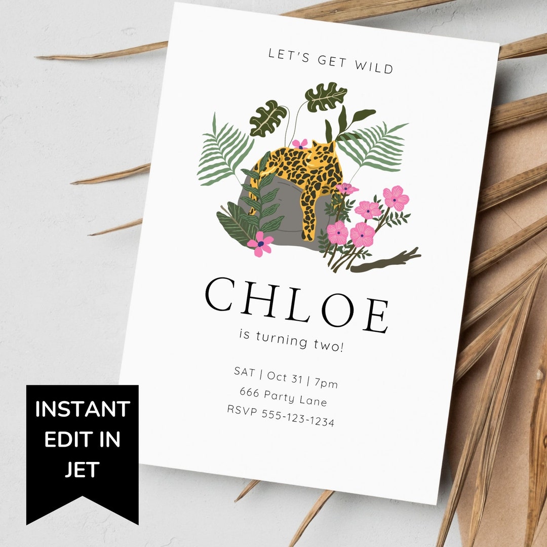 Wild Cat Birthday Party Invitation Simple Editable Card - Etsy