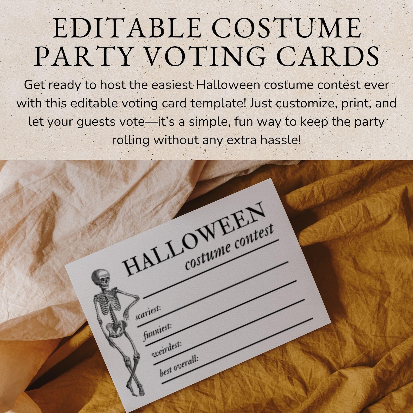 Editable Halloween Costume Contest Voting Cards Template, Best Costume ...