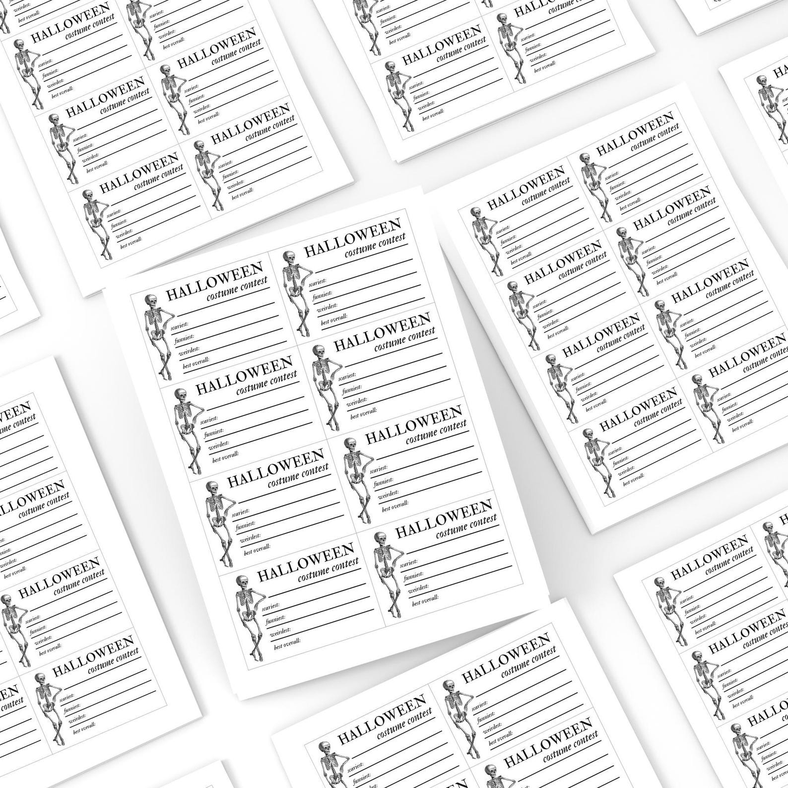 Editable Halloween Costume Contest Voting Cards Template, Best Costume ...