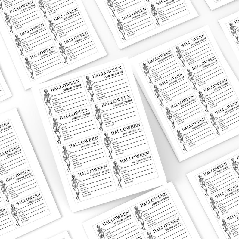 Editable Halloween Costume Contest Voting Cards Template, Best Costume ...