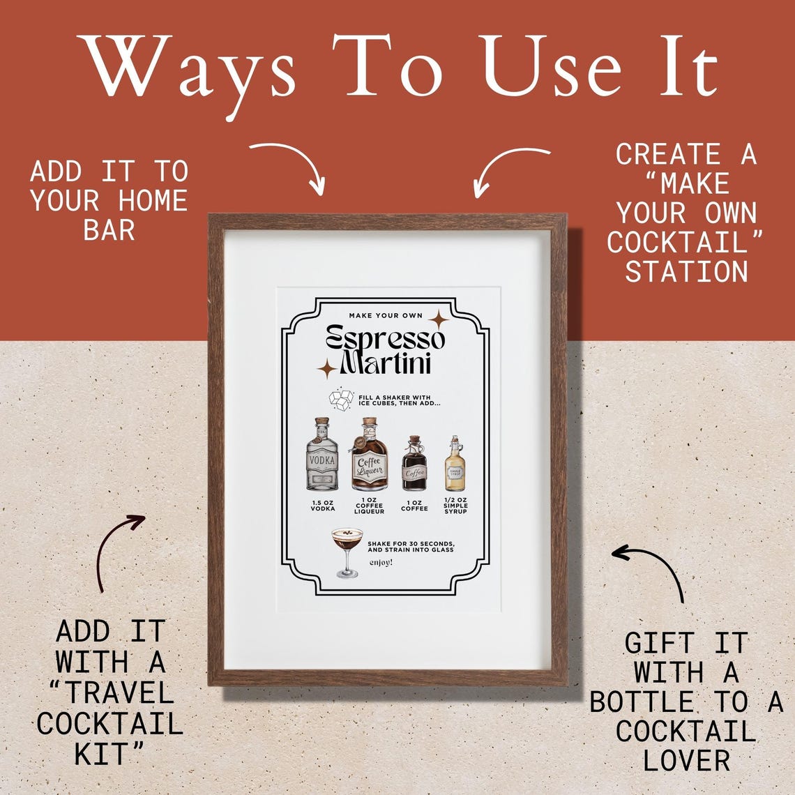 Signature Cocktail Espresso Martini Recipe Sign, Editable Cocktail Menu ...