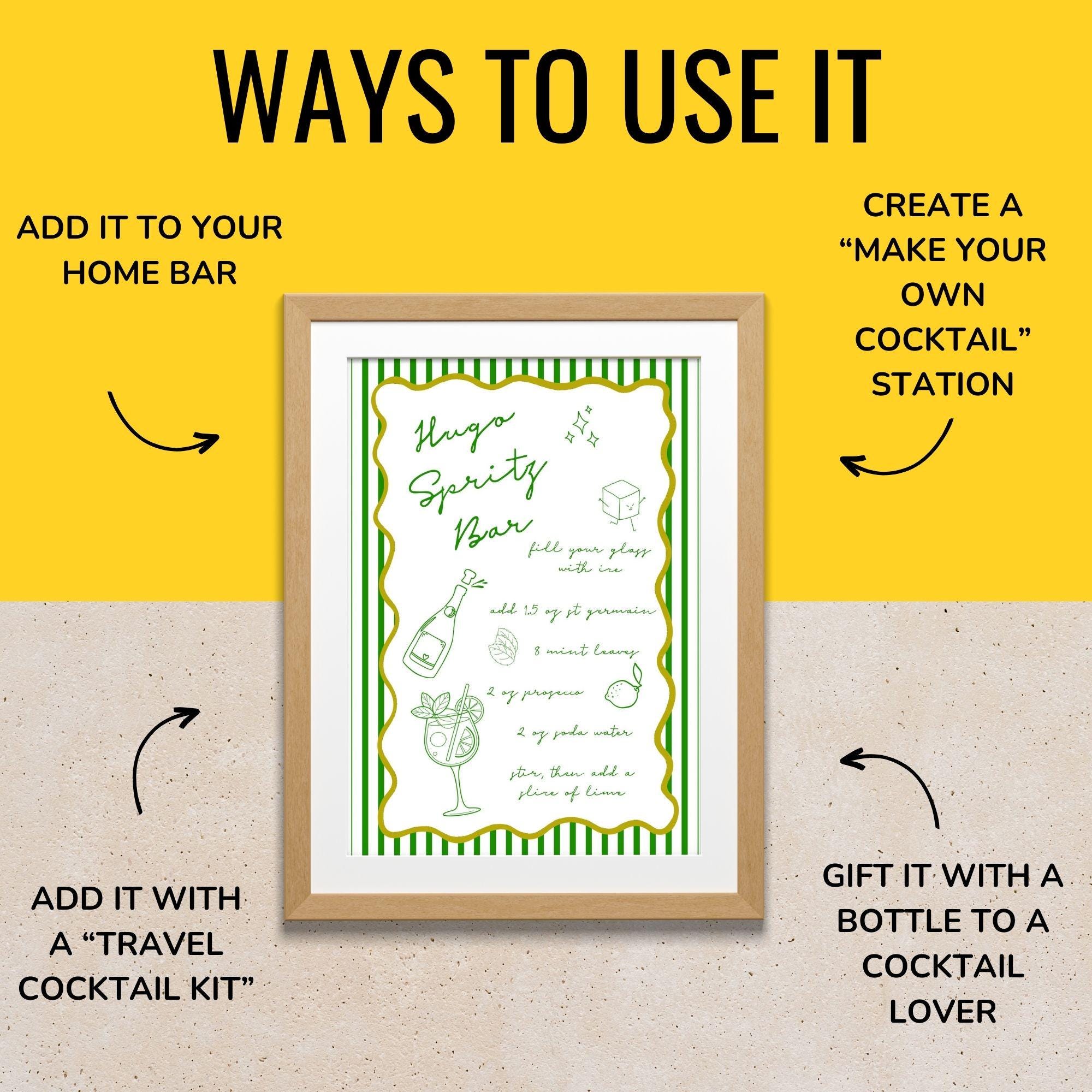 Hugo Spritz Recipe Card Template, Make Your Own Spritz Station Bar Sign ...