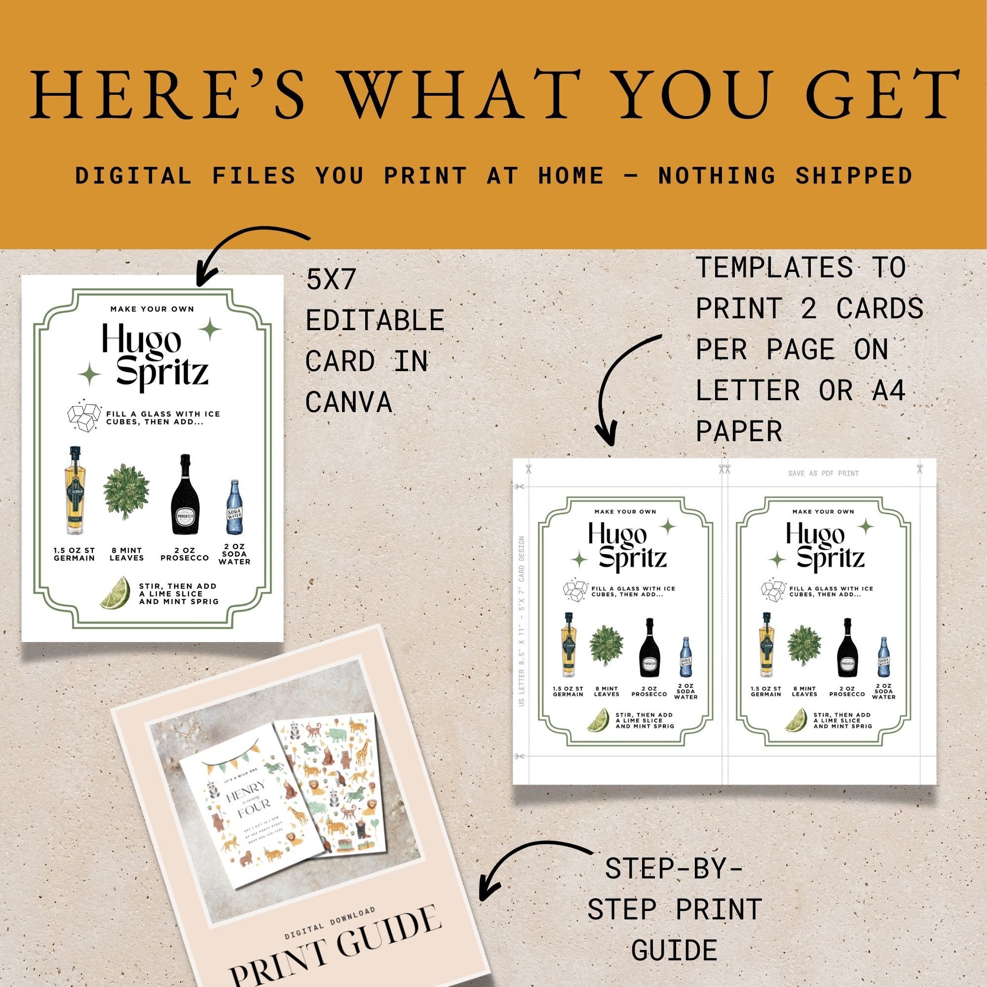 Hugo Spritz Bar Sign Template, Spritz Station DIY Cocktail Sign ...