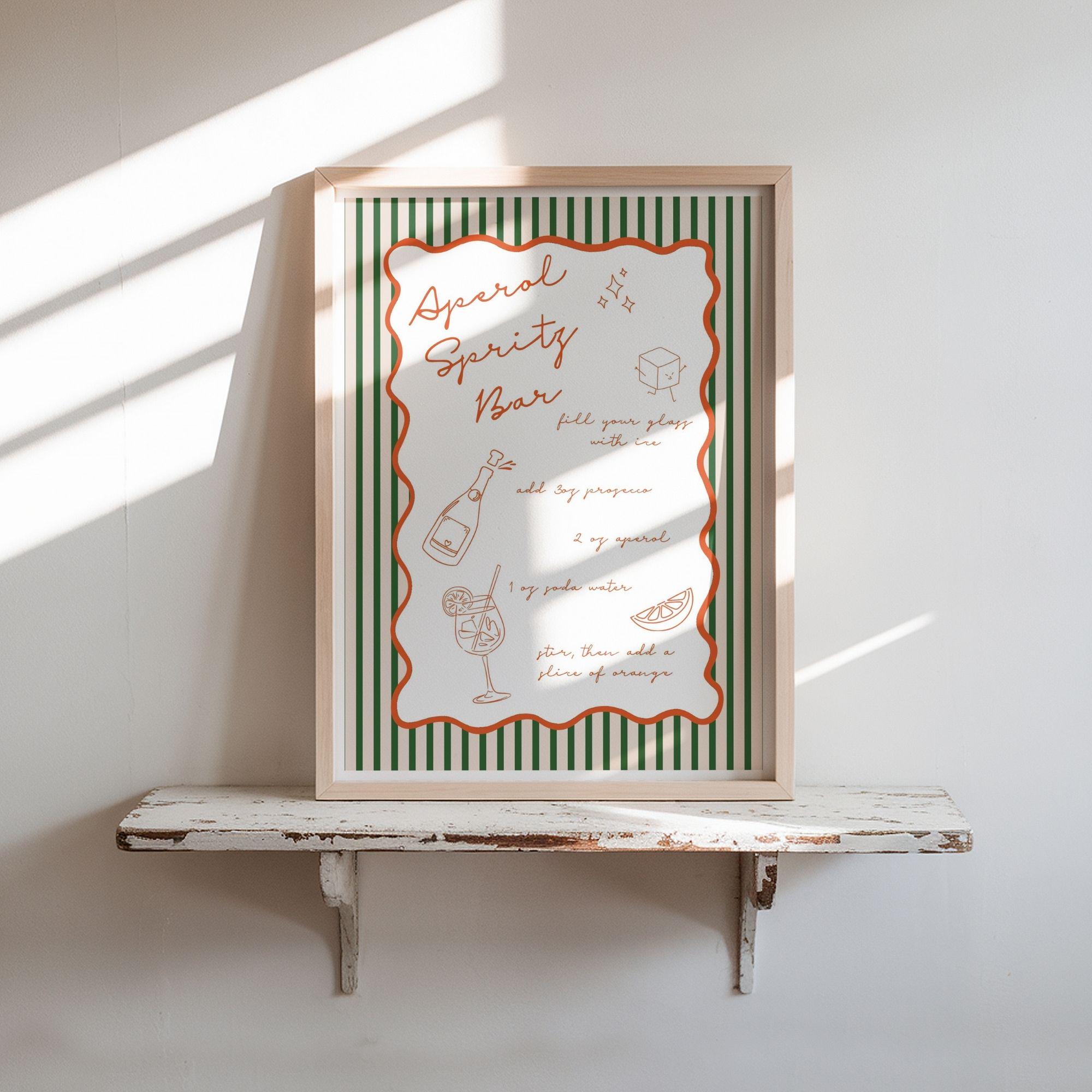 Aperol Spritz Recipe Card Template, Spritz Station Sign Printable, Make ...