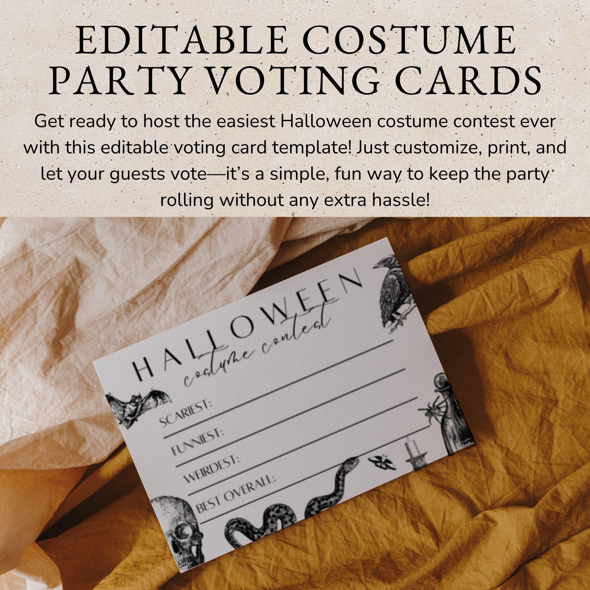 Halloween Costume Voting Card Template, Editable Best Costume Vote ...