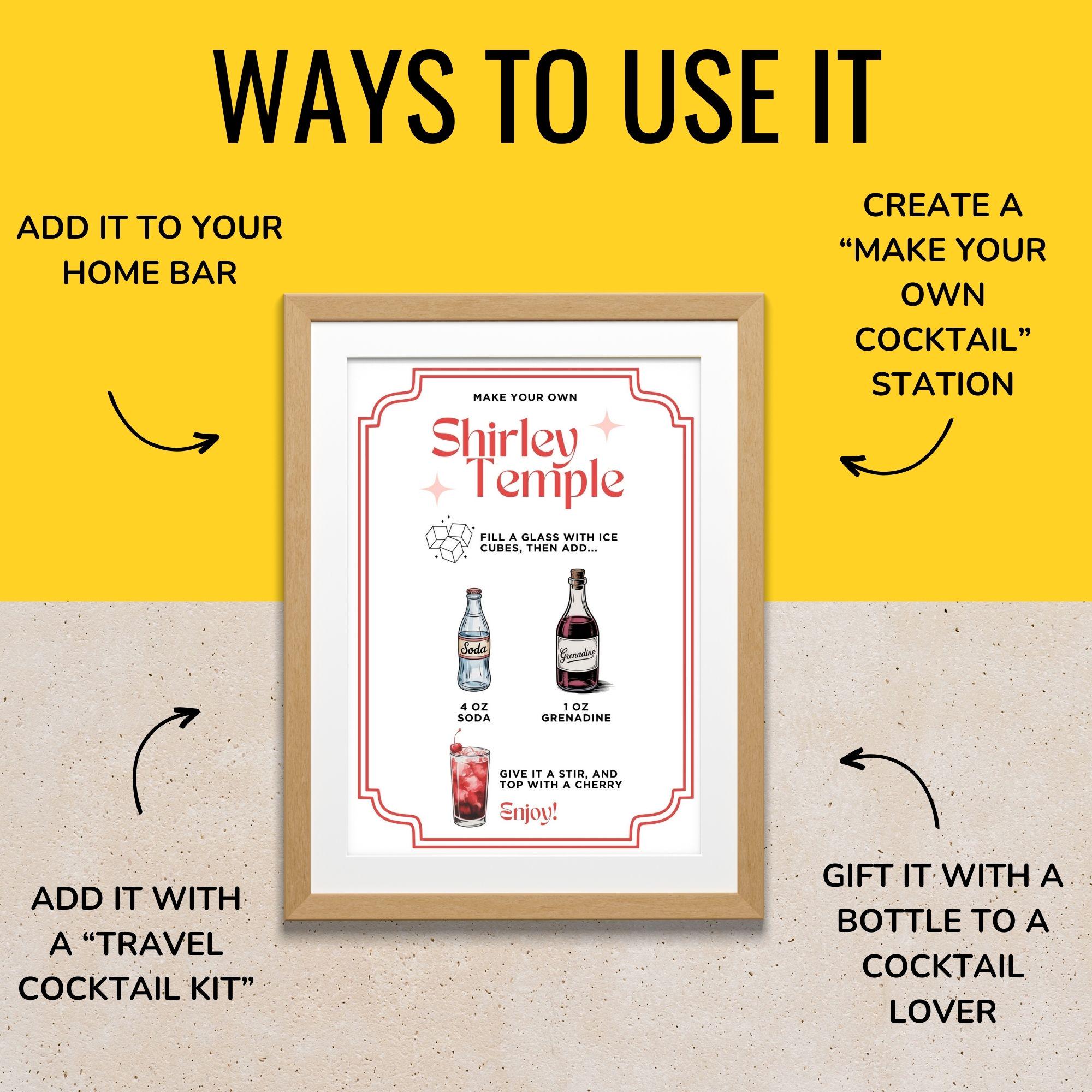 Shirley Temple Bar Sign Template, Drink Station Sign for Graduation ...