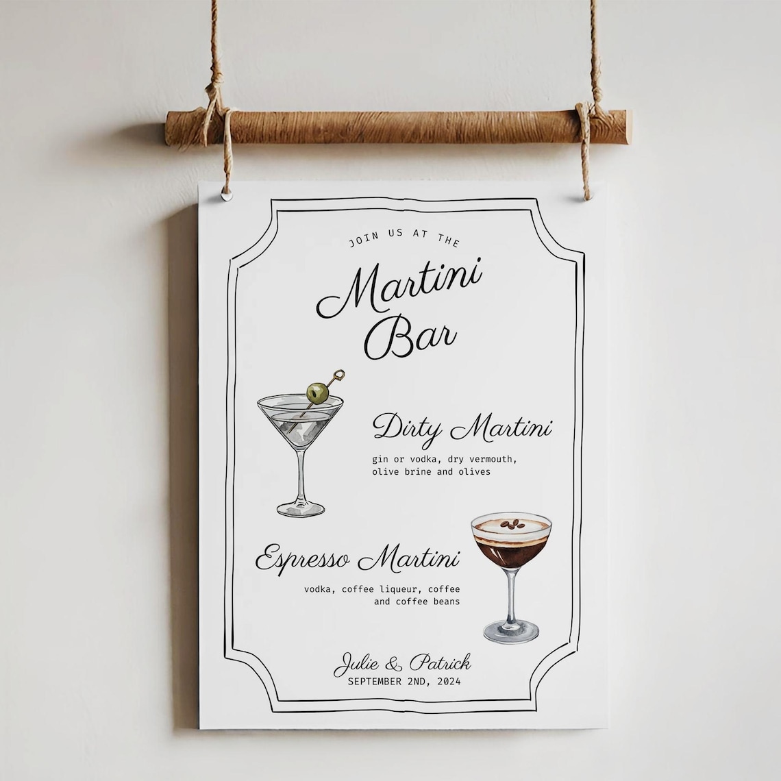 Martini Bar Sign Wedding Printable, Espresso Martini Signature Drink ...