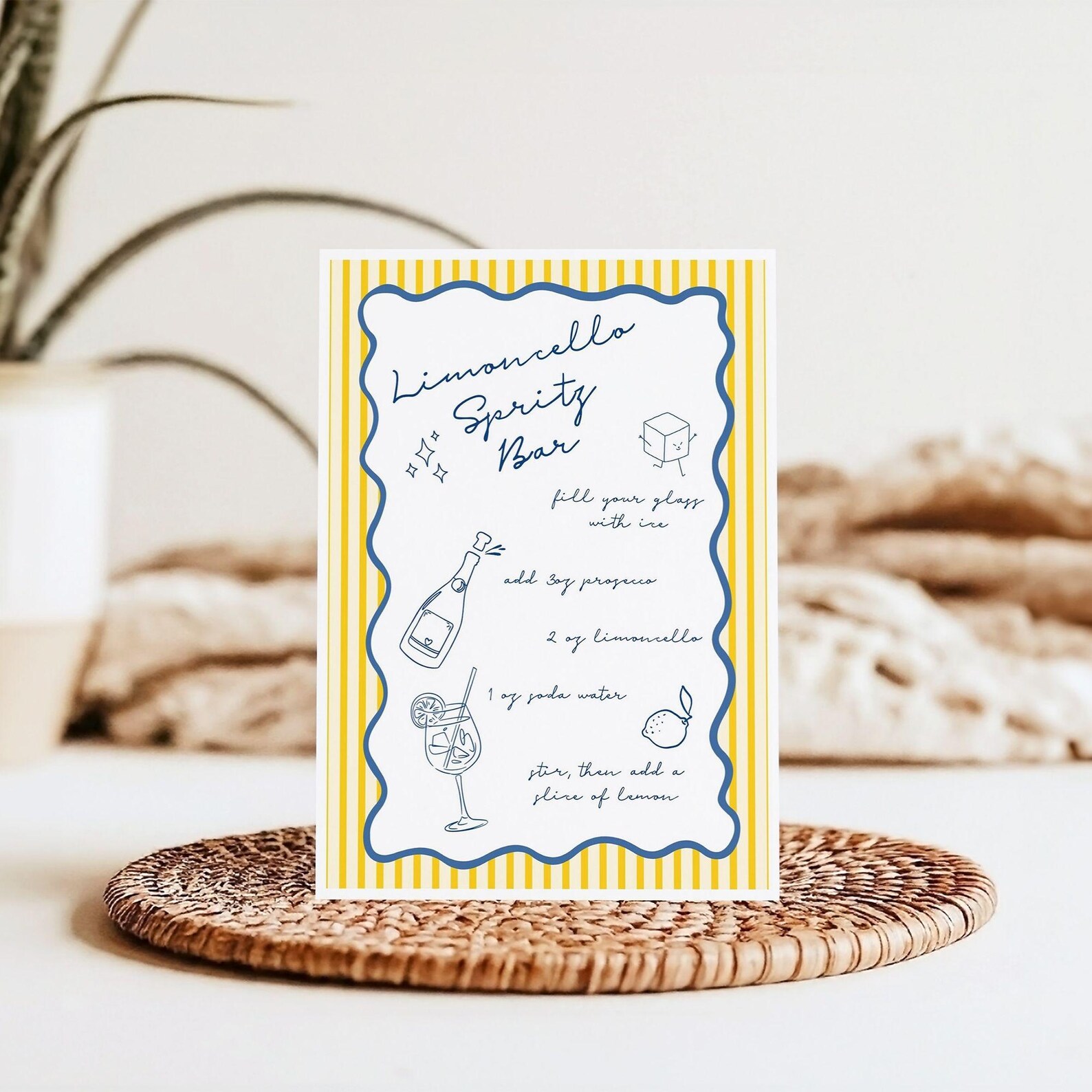 Limoncello Spritz Bar Sign Template, Editable Spritz Station Sign ...