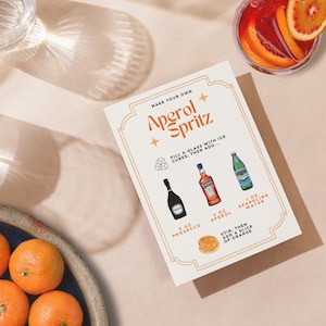 3 Spritz Station Sign Set, Aperol Spritz Recipe Card Printable ...