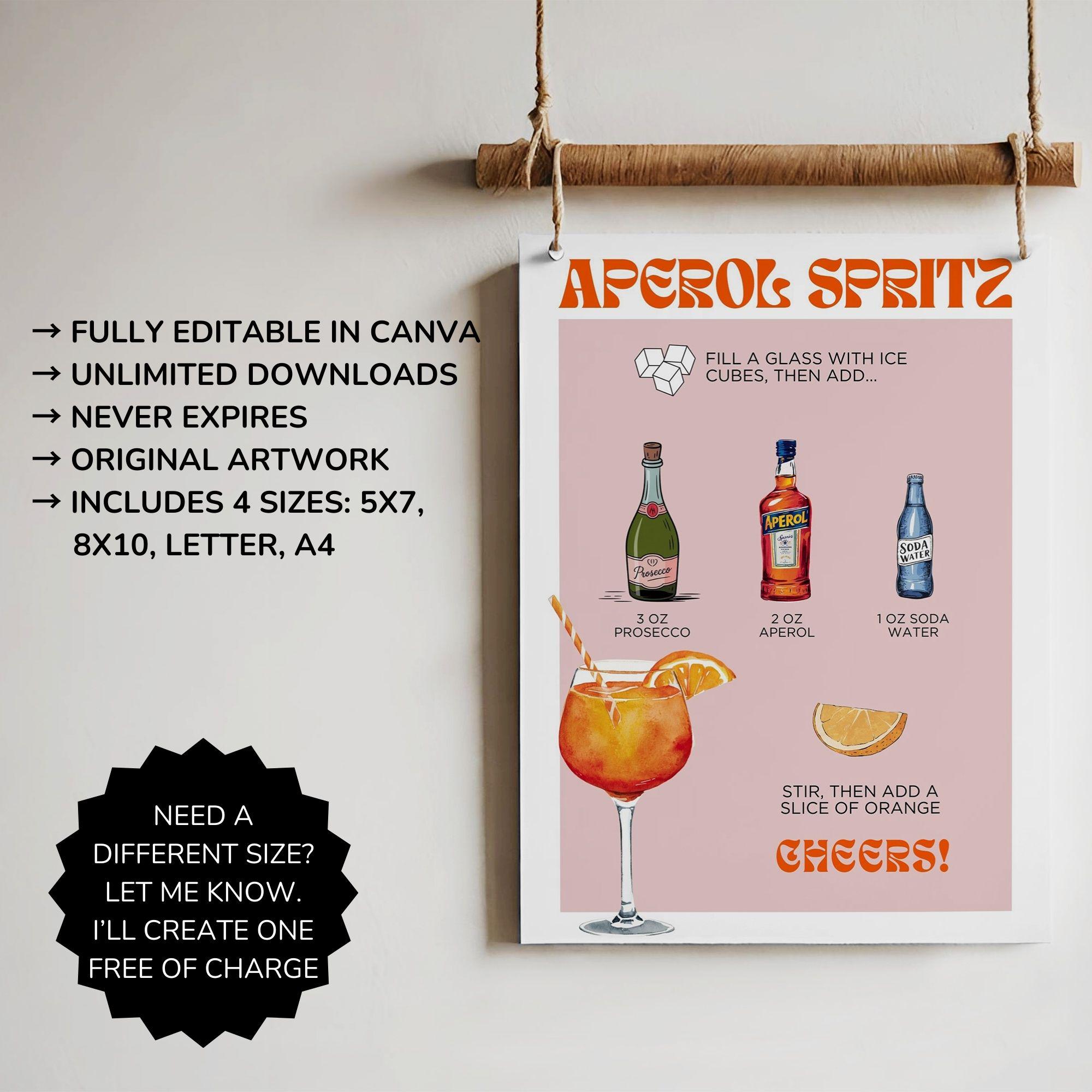 Aperol Spritz Bar Sign Template, Spritz Station DIY Cocktail Recipe ...