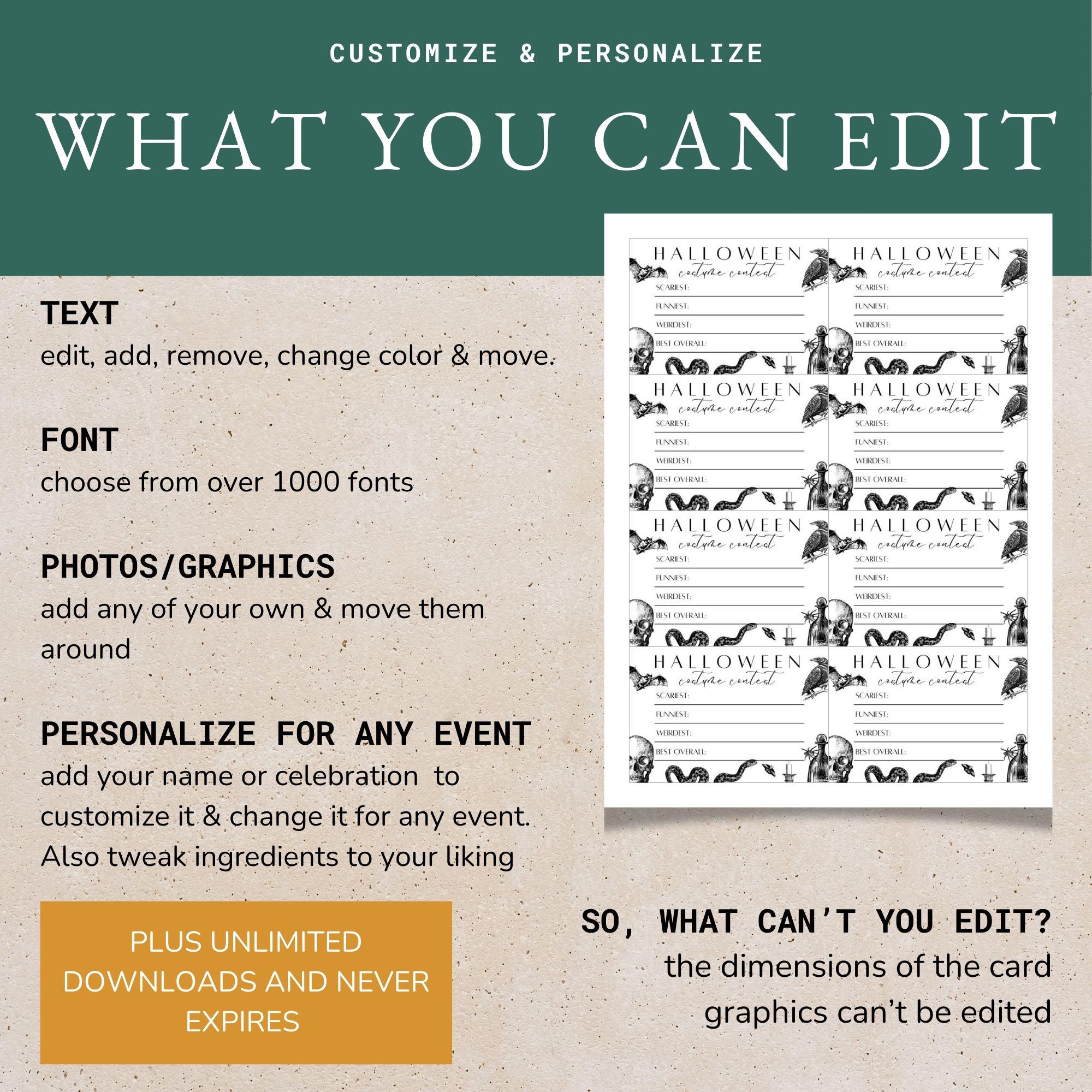 Halloween Costume Voting Card Template, Editable Best Costume Vote ...