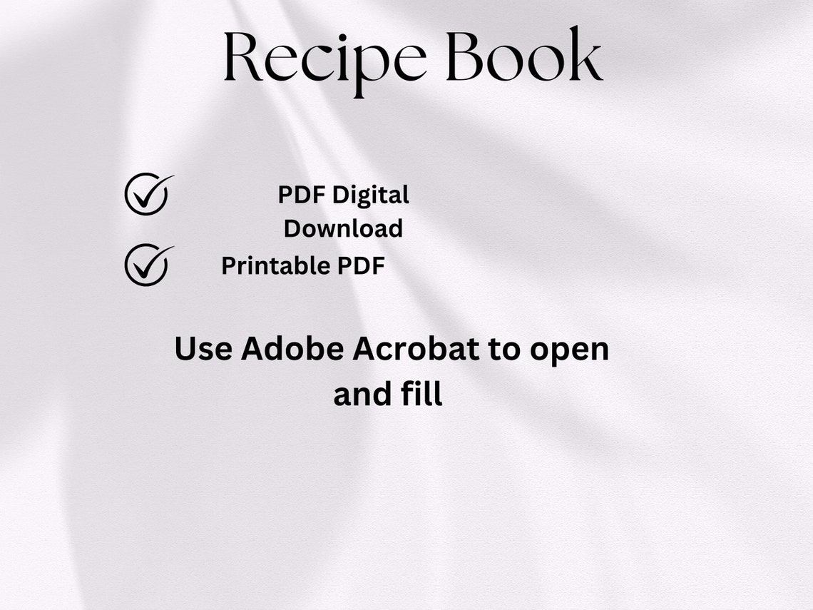 Recipe Book Template, Digital Download, Printable, Blank Recipe Page ...