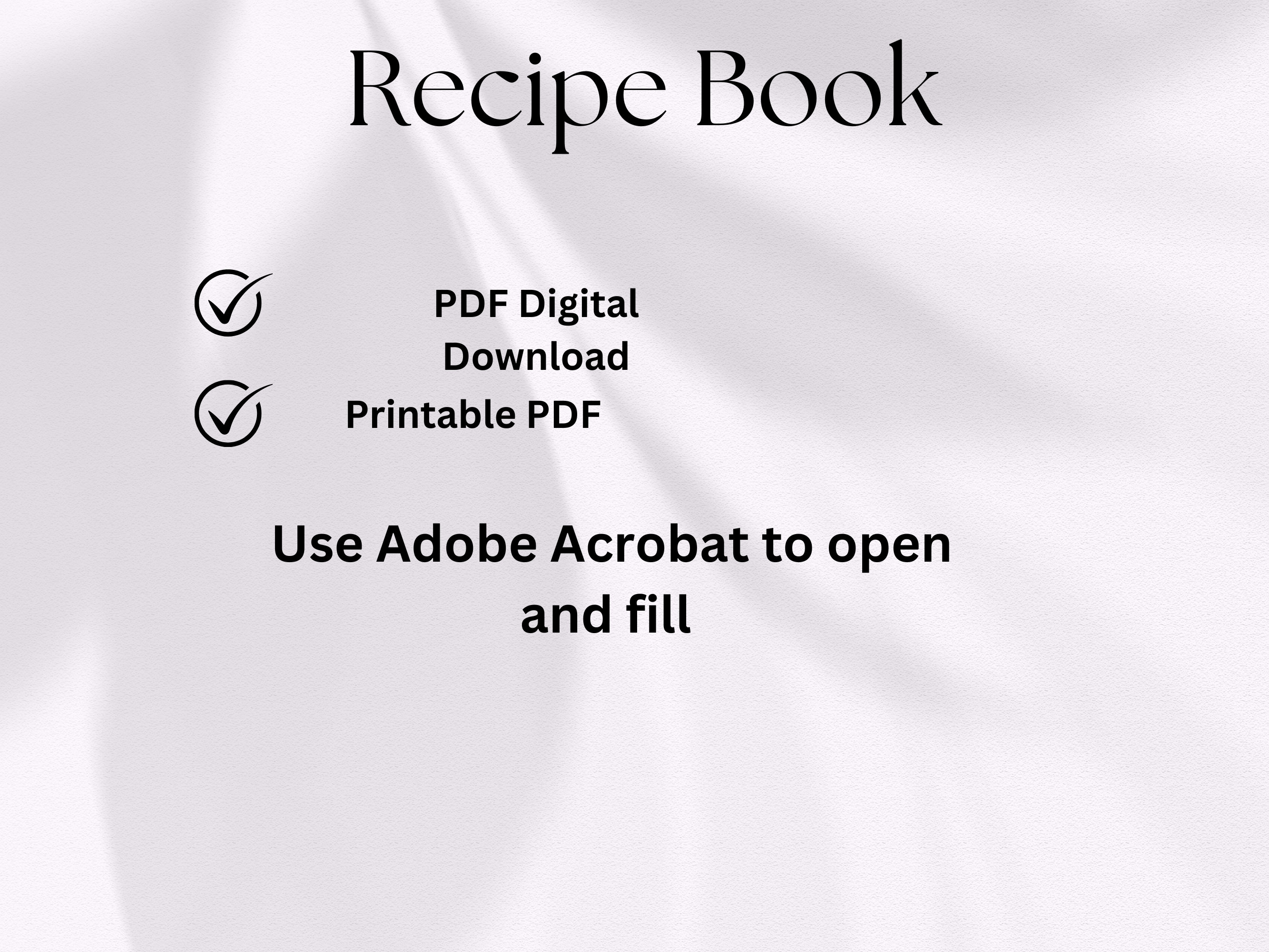 Recipe Book Template, Digital Download, Printable, Blank Recipe Page ...