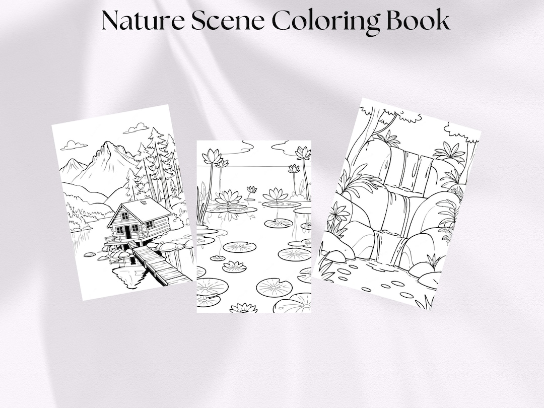Nature Scene Coloring Book. Digital Download. All Ages Coloring Book ...