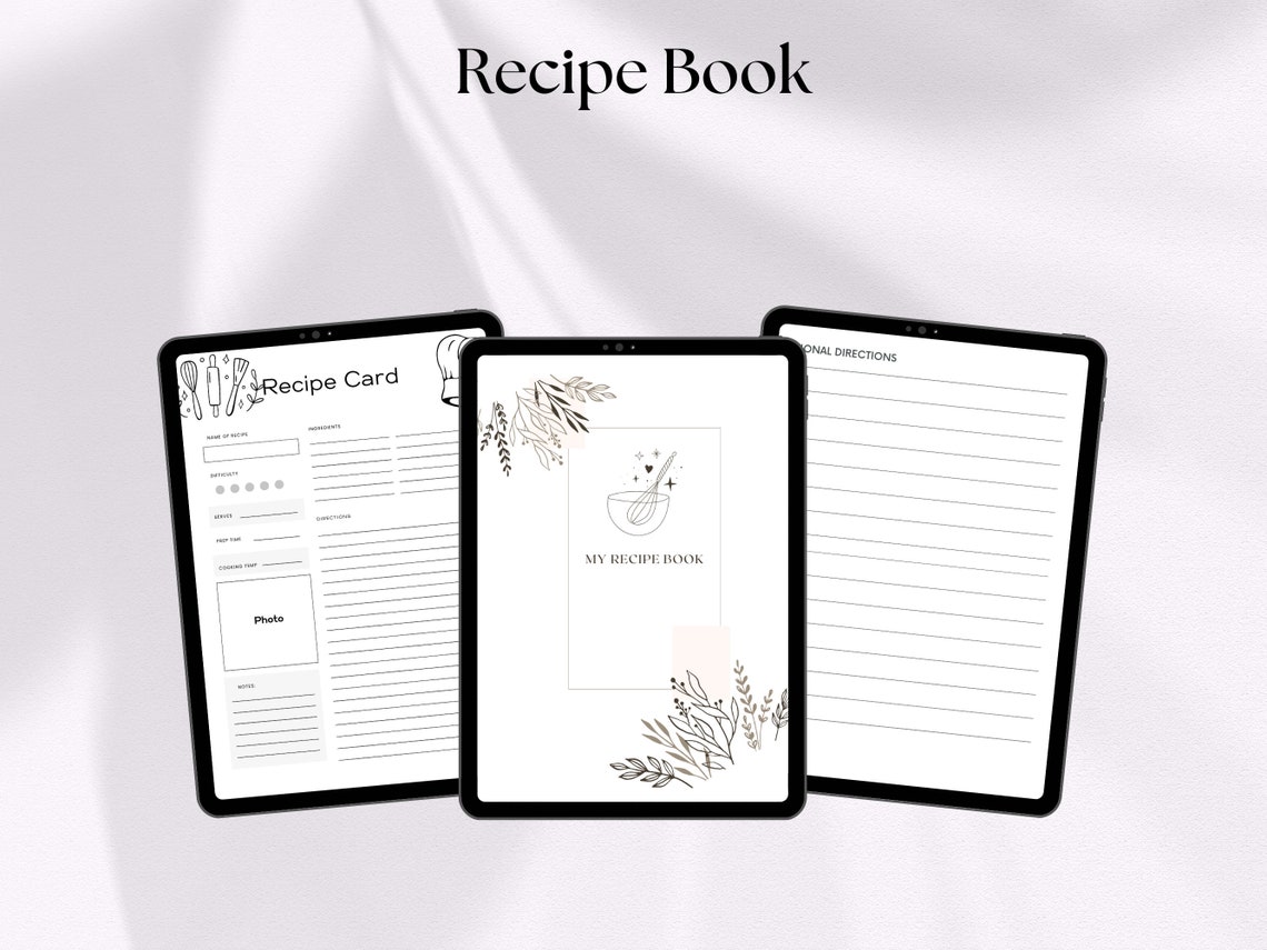 Recipe Book Template, Digital Download, Printable, Blank Recipe Page ...