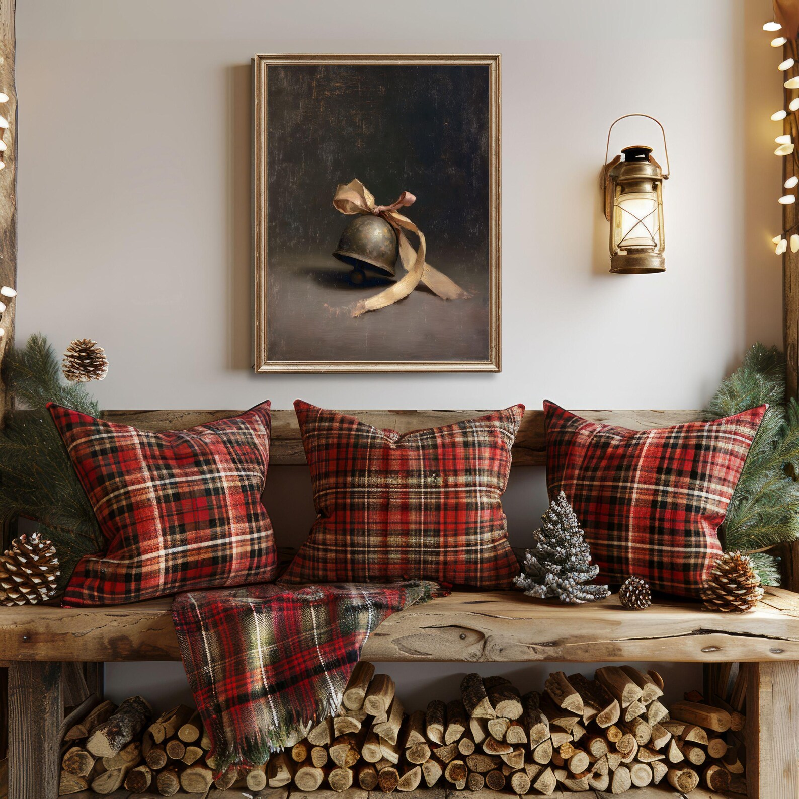 Dark Christmas Bell Print, Rustic Christmas Printable Cozy Holiday Wall ...