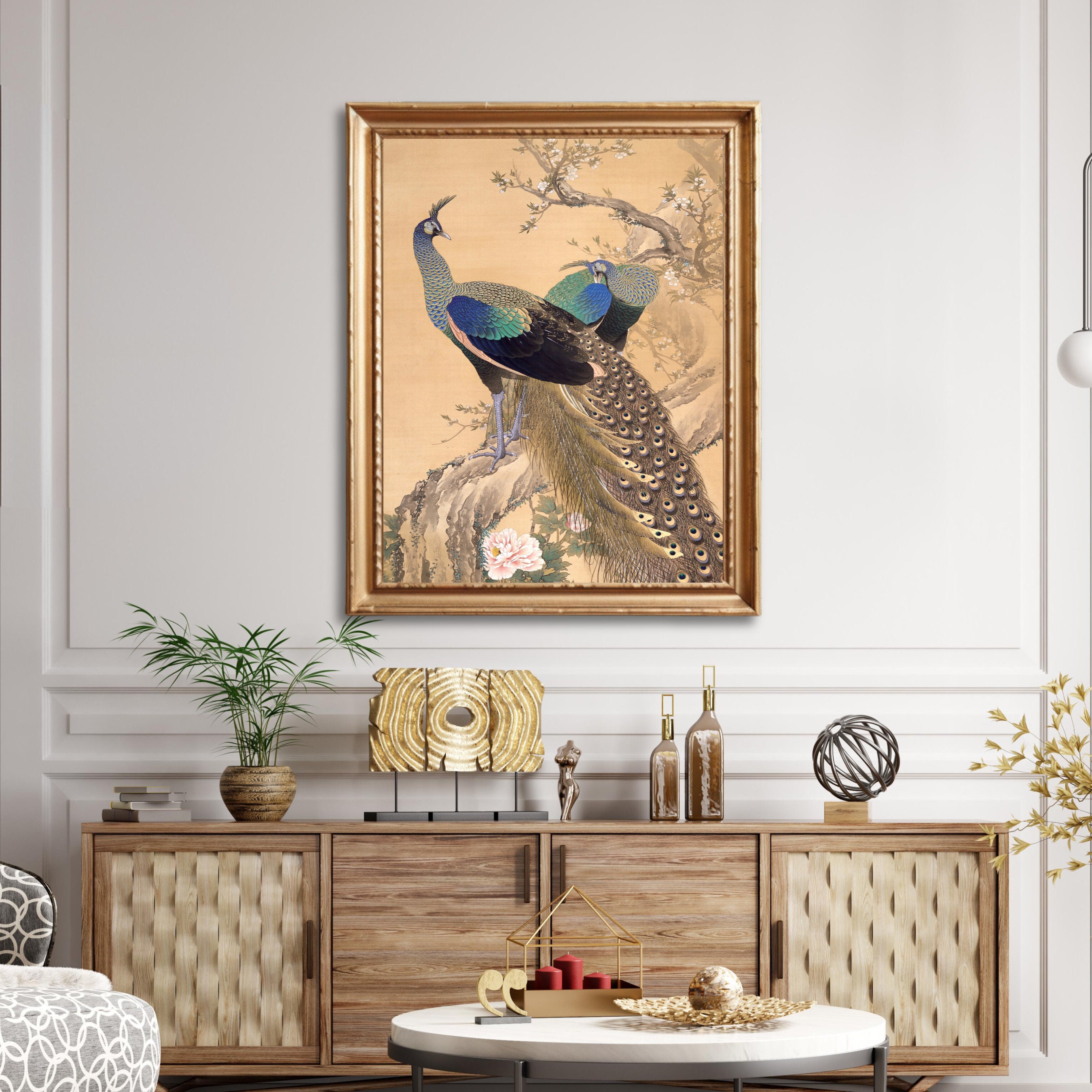 Vintage Peacock Print, Digital Download Peacock Painting, Asian Antique ...