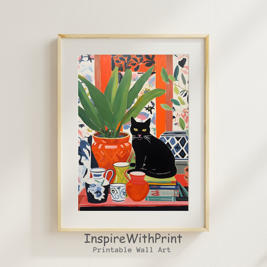 Henri Matisse Cat Print,digital Download, Black Cat Art, Animal Lover ...