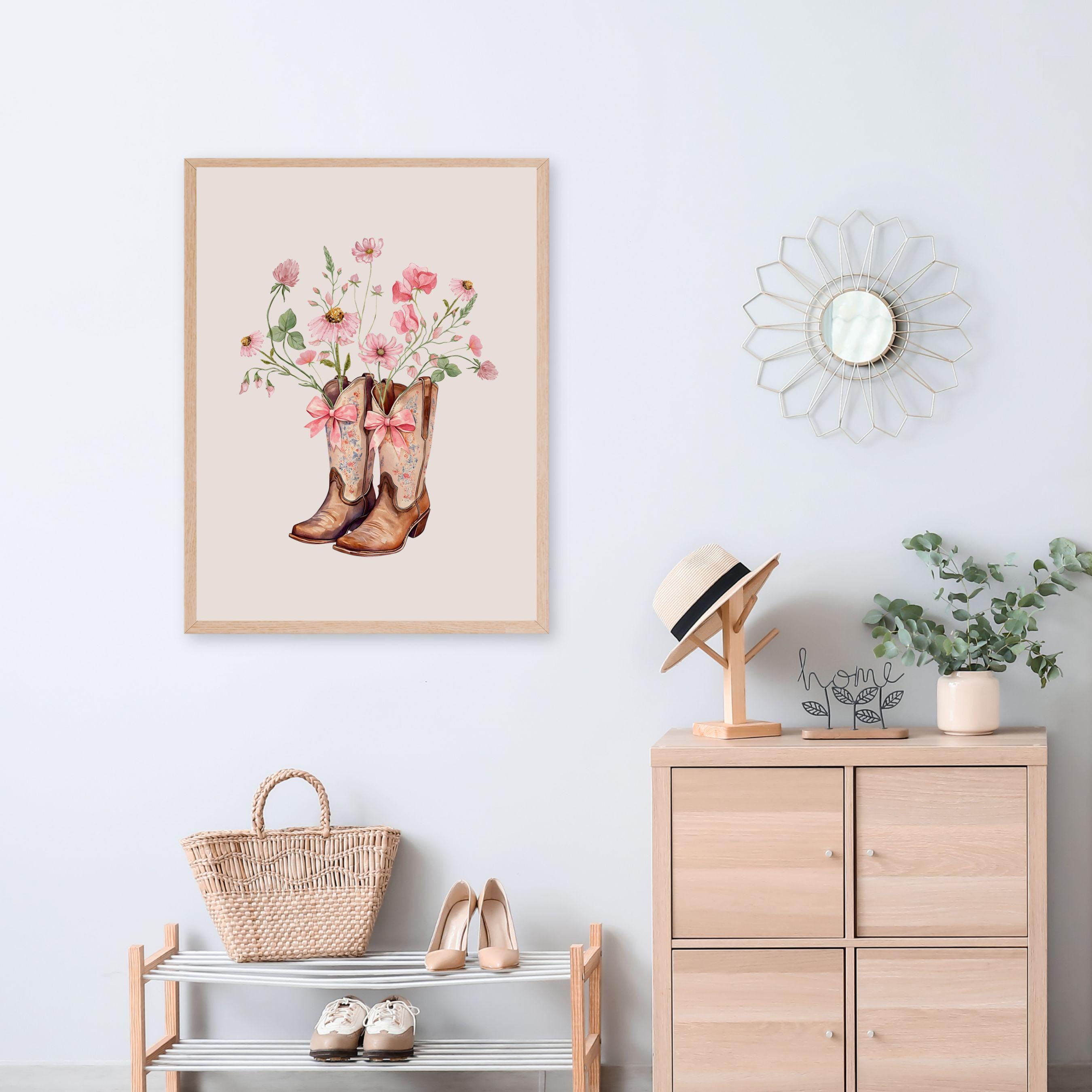 Coastal Cowgirl Boots Wall Art Printable Floral Nursery Print, Cowgirl ...