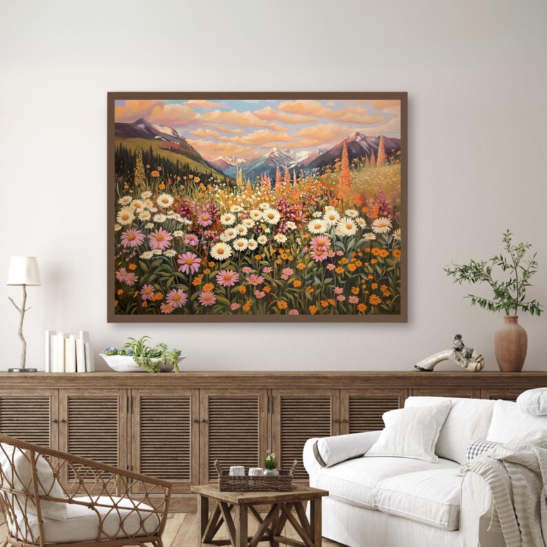 Mountain Wildflower Landscape Art Printable Spring Summer Wall Decor ...
