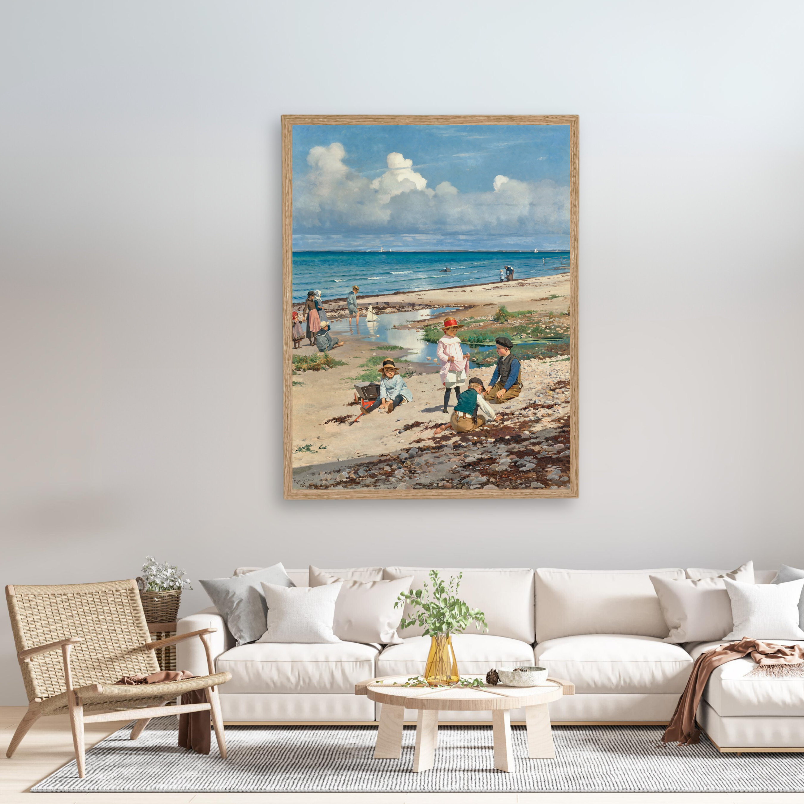 Kids at the Beach Painting, Kid Room Wall Art, Digital Download Coastal ...