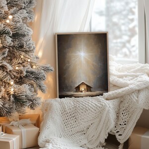 Star of Bethlehem Nativity Scene Wall Art, Holy Family Manger Painting ...