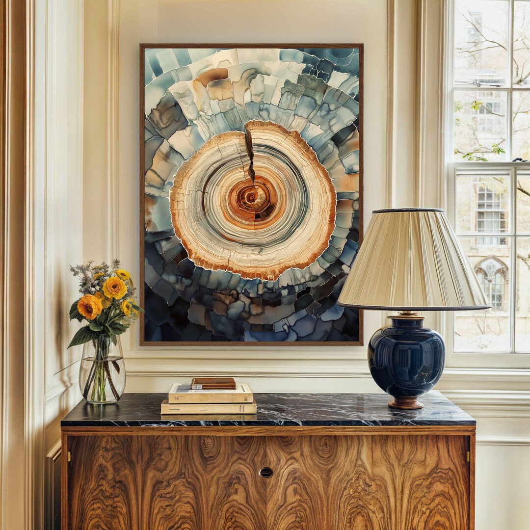 Morden Abstract Tree Rings Wall Art, Scandinavian Wood Rings Print ...