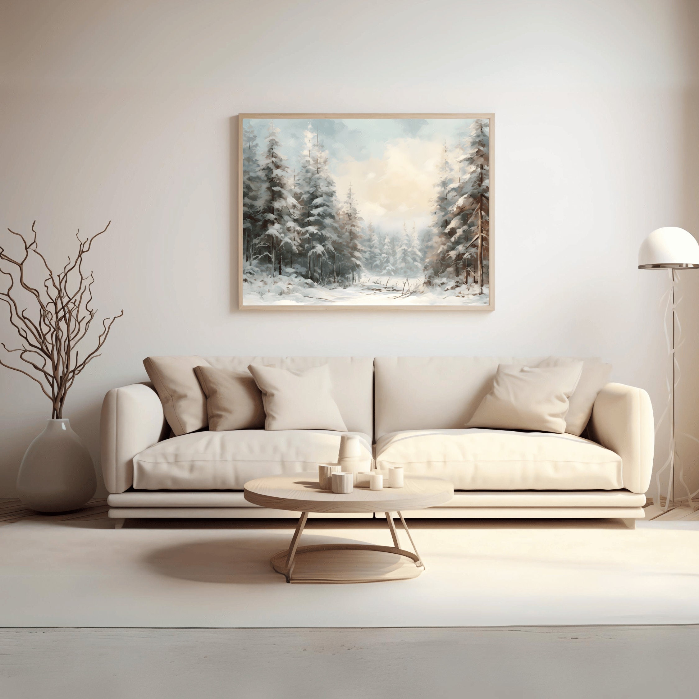 Winter Snow Pine Tree Forest Print, Digital Download, Vintage Pine Tree ...