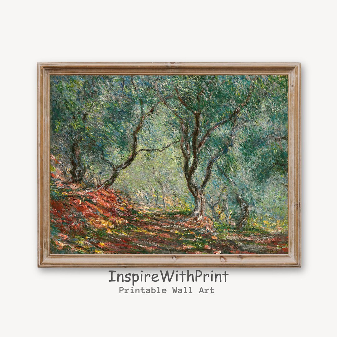 Vintage Trees Landscape Painting, Claude Monet Landscape Art Printable ...