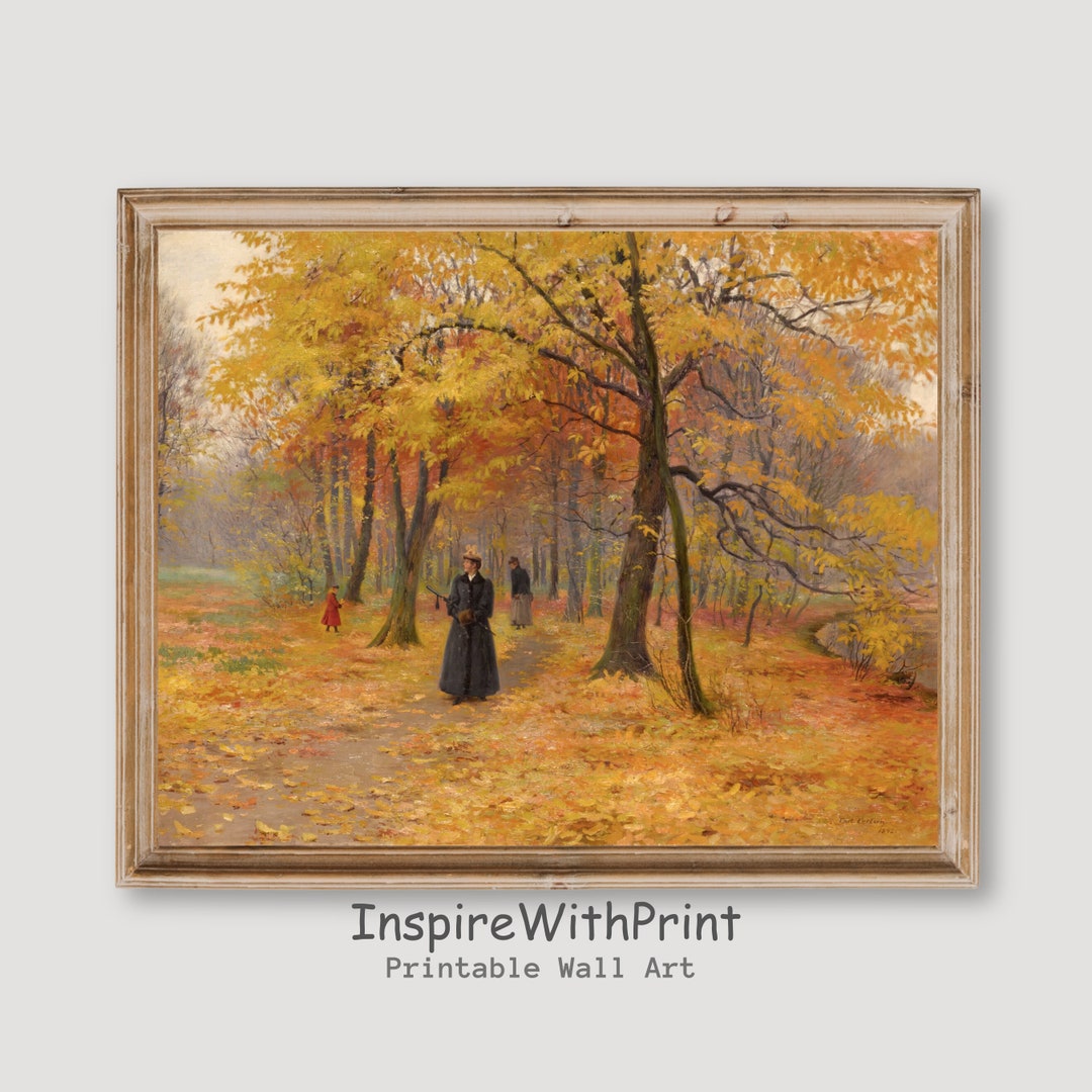 Vintage Autumn Landscape Print, Printable Fall Landscape Wall Art ...