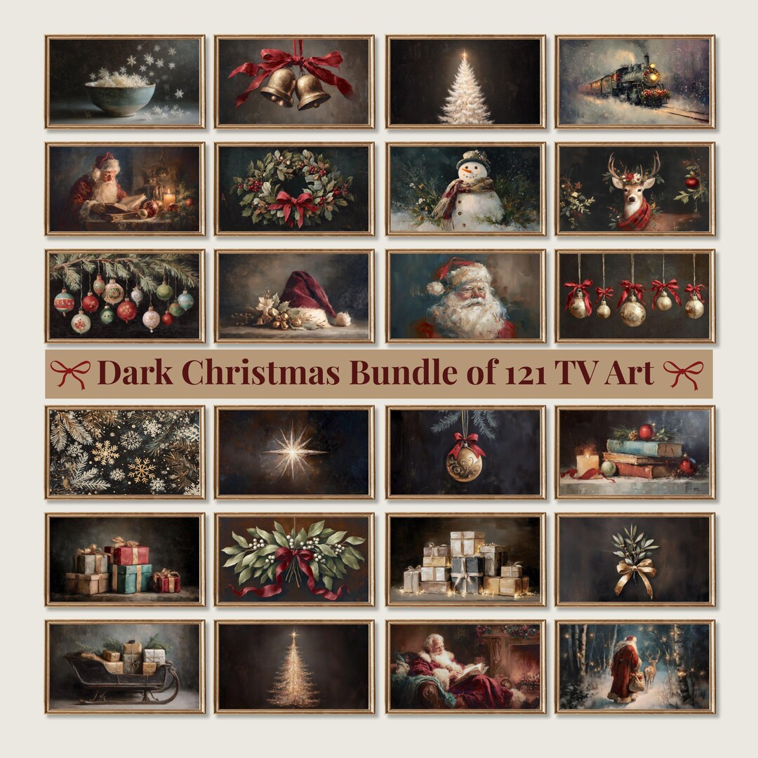 Dark Christmas TV Art Bundle, 121 Moody Christmas Samsung Frame Tv Art ...
