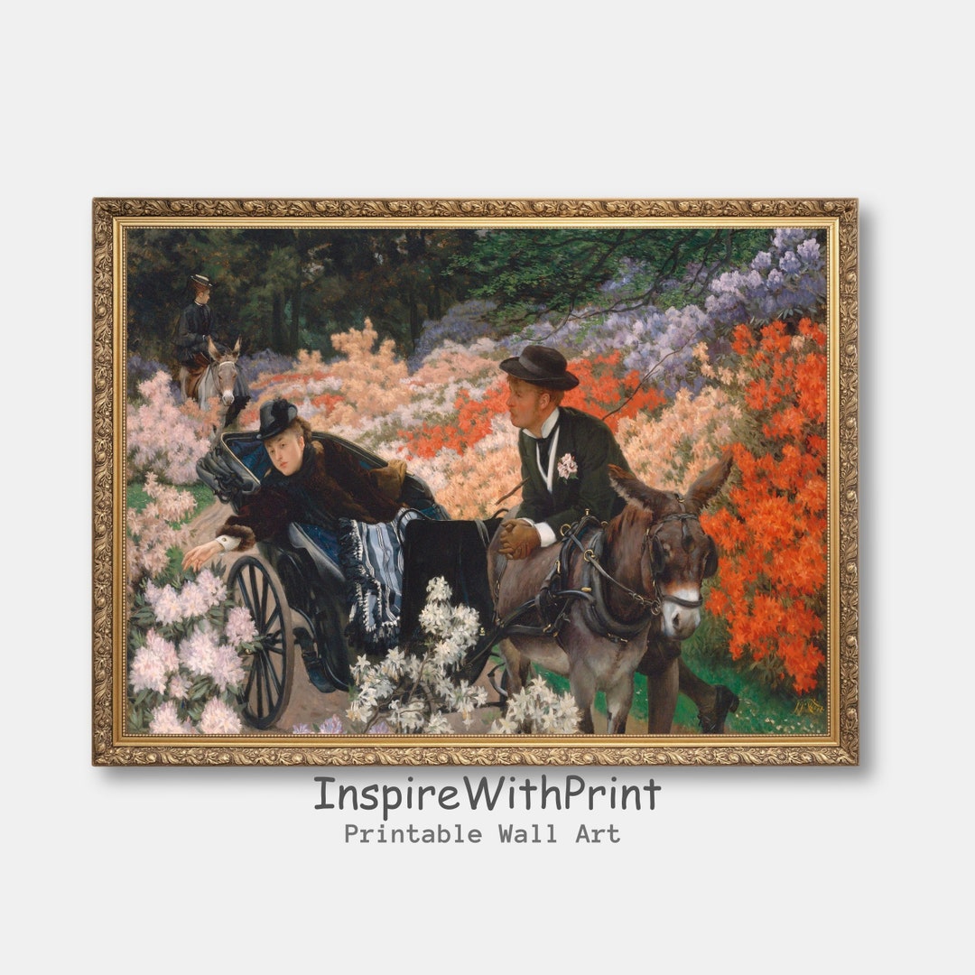 Romantic Couple Painting, Lovers in the Garden Wall Art, Digital ...