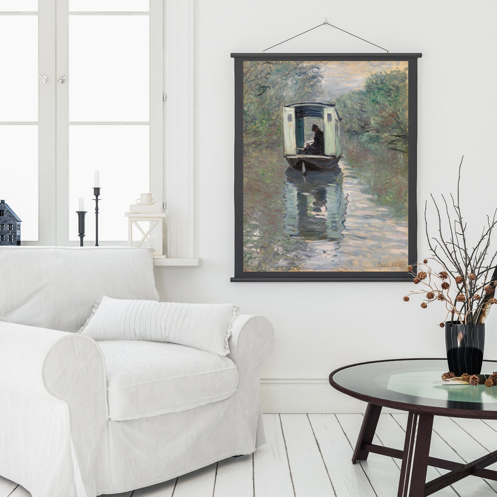 Monet the Studio Boat Painting, Digital Download Moody River Landscape ...