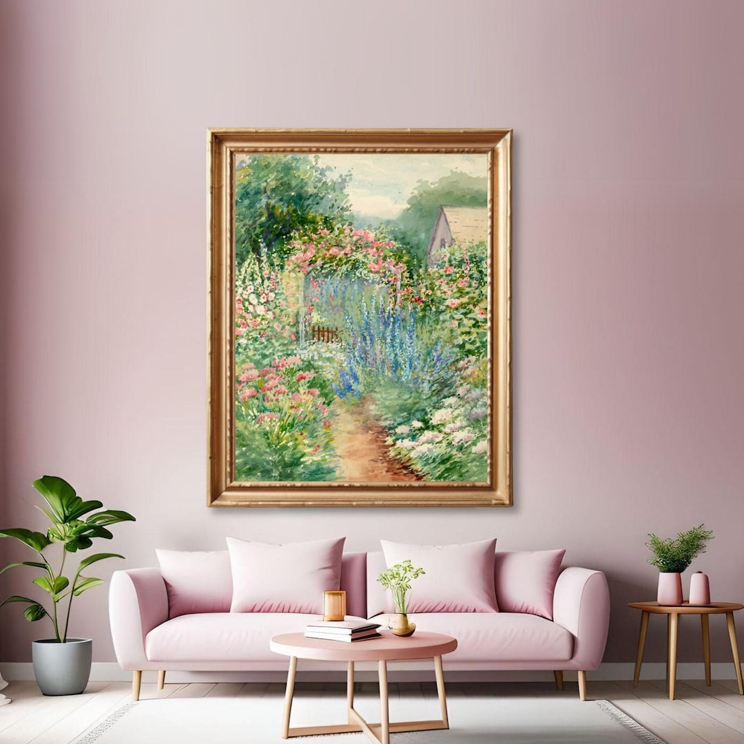 Vintage Spring Flower Garden Painting, Digital Download French Country ...