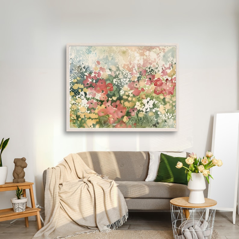 Vintage Wildflower Landscape Painting, Digital Download Spring Floral ...