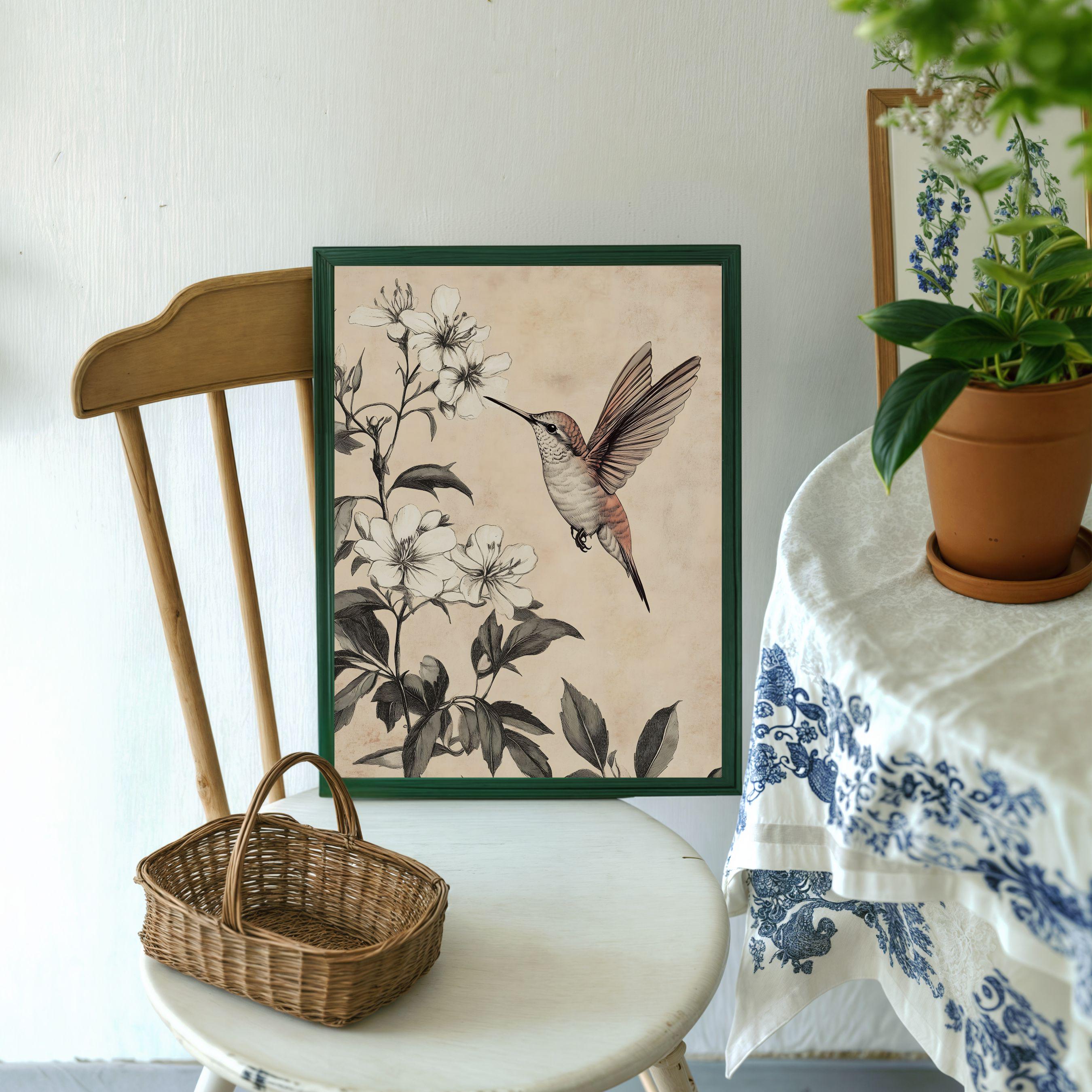 Vintage Hummingbird Print, Moody Bird Print, Bird Lover Gift, Vintage ...