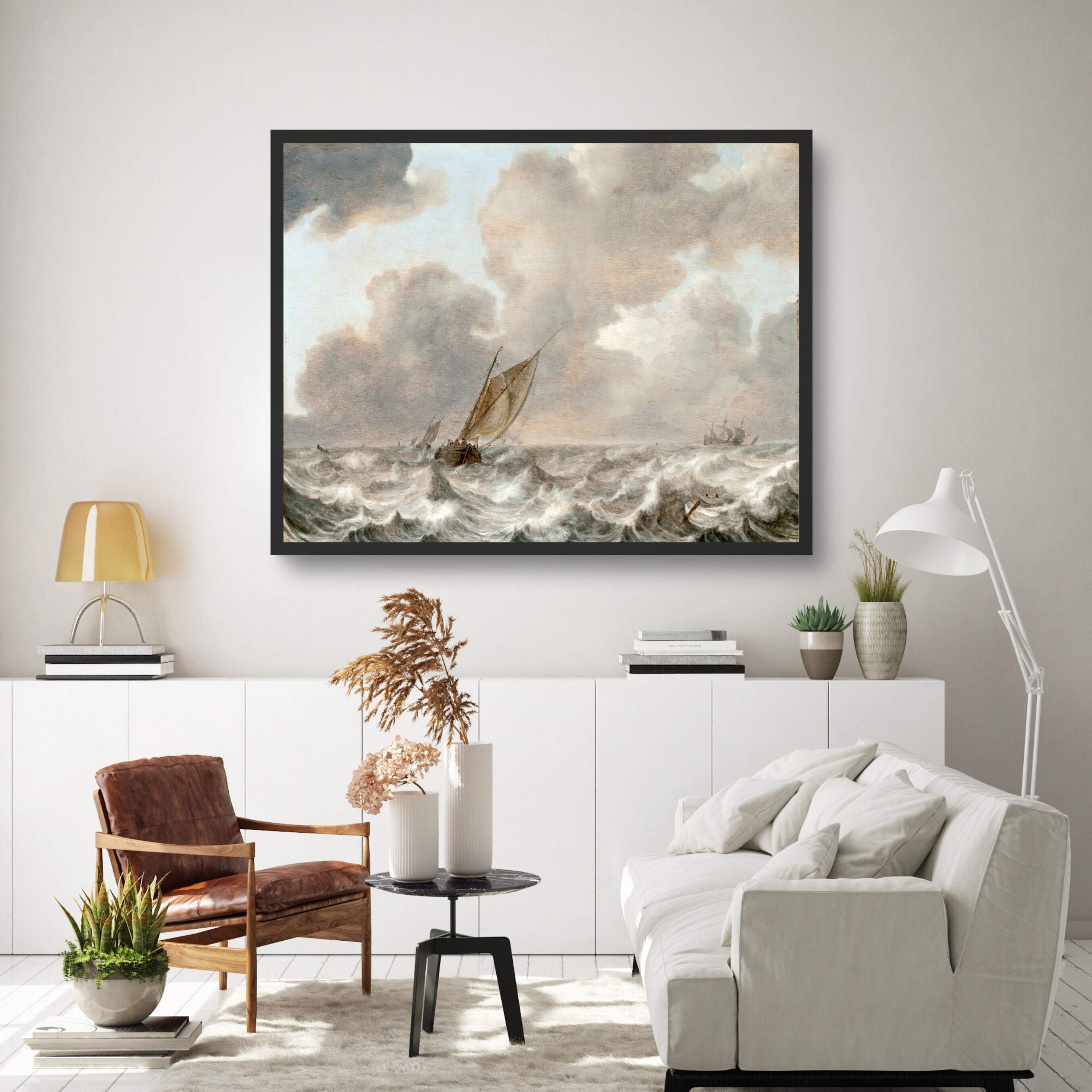 Timeless Vintage Coastal Print With Sail Boat, Digital Download Artful ...